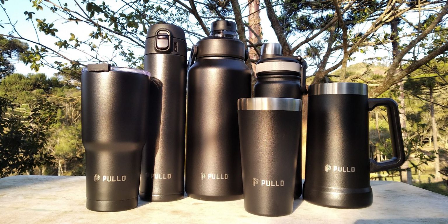 Novas garrafas e copos PULLO